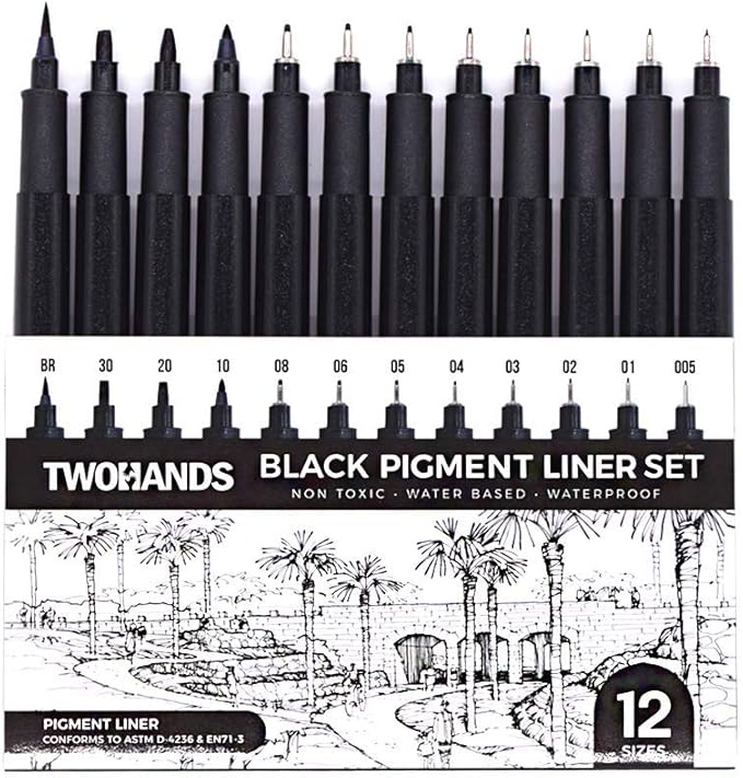 12 Fineliner stifte Set, Schwarz Filzstiften, Pigment Liner set ...