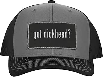 got dickhead? - Leather Black Metallic Patch Engraved Trucker Hat, Grey ...