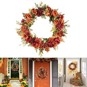 Corona de otoño Eiyeckn con hojas de otoño, corona de Navidad ...