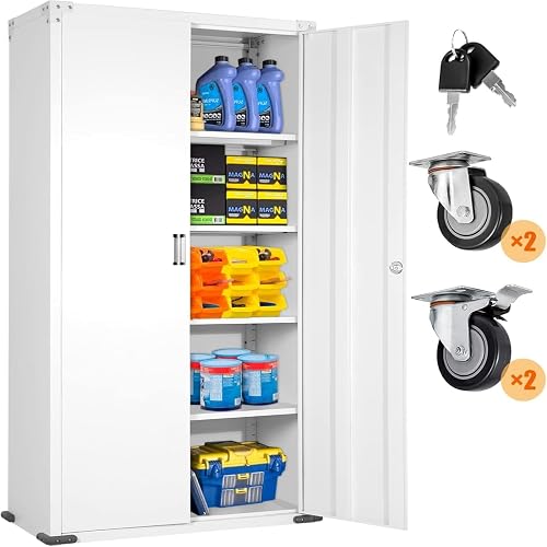 Pataku Garage Storage Cabinet with Wheels, 72" Rolling Metal Storage ...