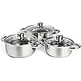 Amazon.com: 6-Piece Cookware Set, Stainless Steel Cookware Pot with 3 ...