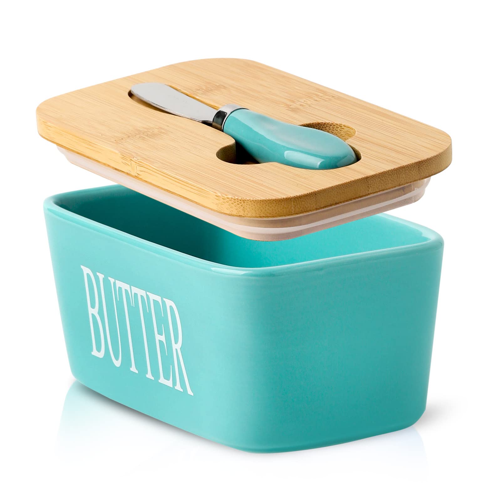 Hasense Butter Dish, Ceramic Butter Container with Lid Holds For Countertop, Large Butter Holder ...