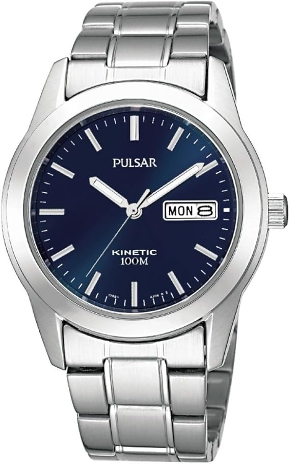 Pulsar Kinetic Watch with Stainless Steel Bracelet, Day and Date ...