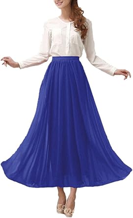 Afibi Womens Chiffon Retro Long Maxi Skirt Vintage Dress: Amazon.ca ...