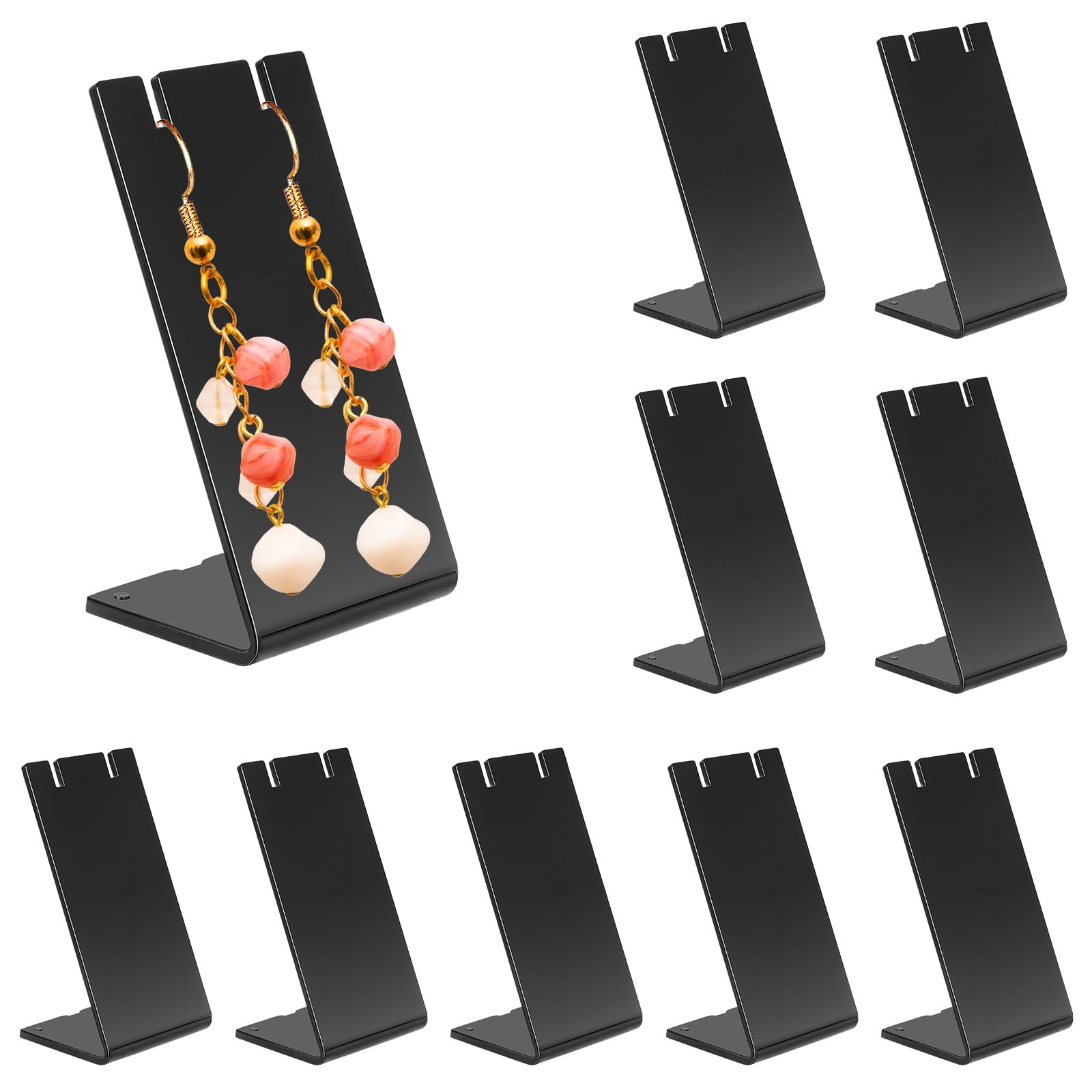 Piriuuo 10Pcs Acrylic Earring Display Stands L-Shape Earring Holder ...