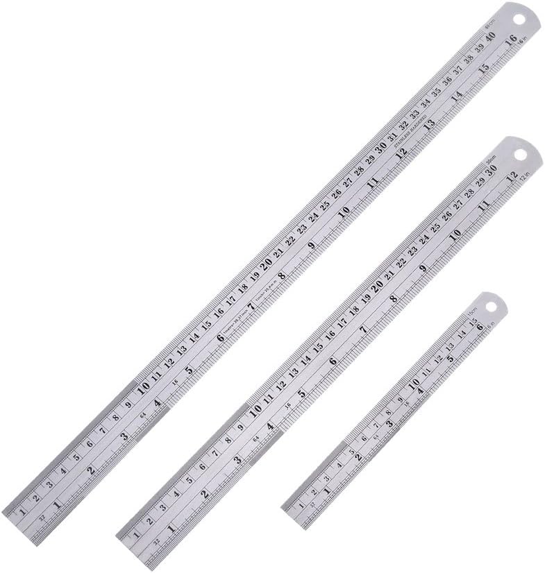 WINSHEA 3PCS Edelstahl Lineal Kit mit Umrechnungstabelle, Metall Lineal ...