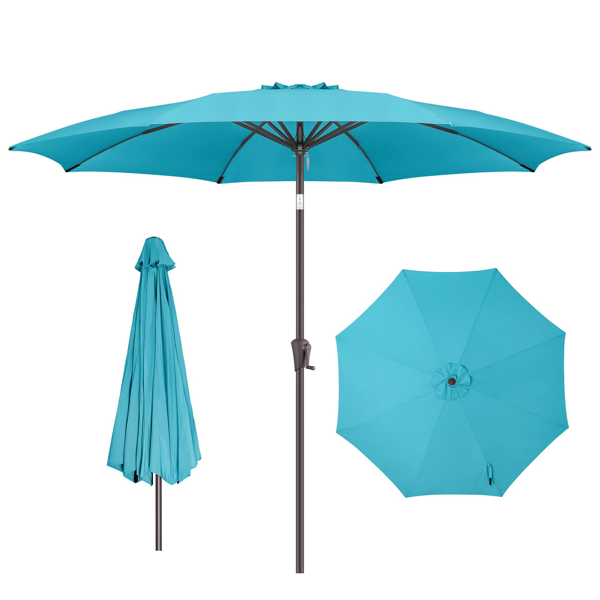 FLAME&SHADE 10 ft Outdoor Market Patio Table Umbrella with Fiberglass ...