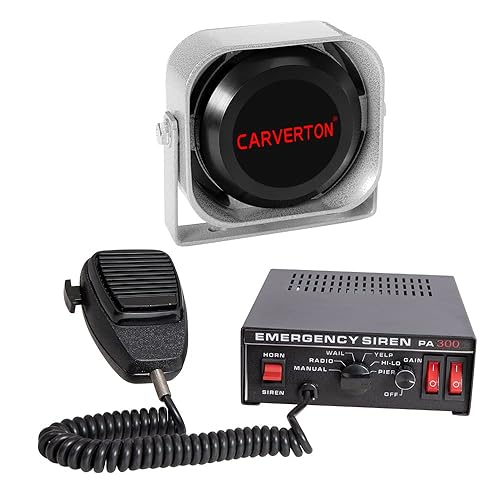 CARVERTON 100W Police Siren PA System Multi-Tones Wired Control with ...