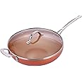 Amazon.com: MasterPan Copper tone 12-inch Ceramic Non-stick Wok with ...