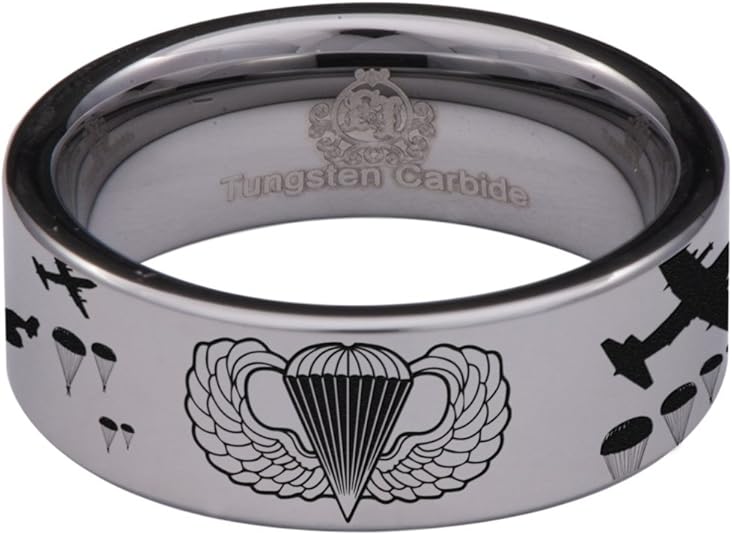 Amazon.com: Friends of Irony Silver Tungsten Paratrooper Ring 8mm ...