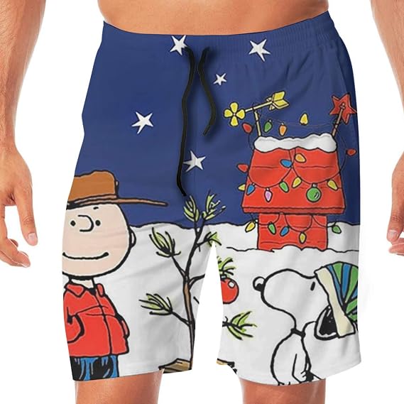 Aeykis Men's Quick Dry Swim Shorts Snoopy Christmas Swim Trunks Sports ...