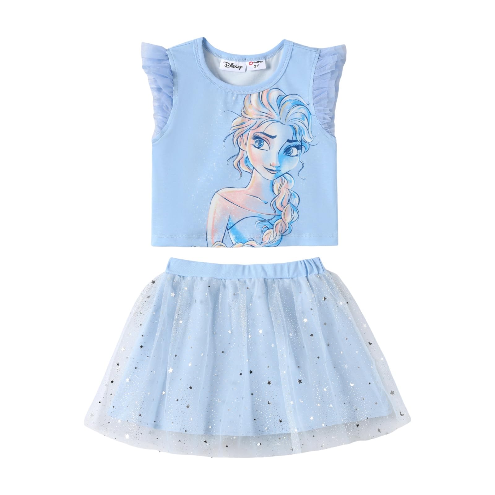 Disney Frozen Toddler Girl Outfits Elsa 2 Piece Skirt Set Ruffle Sleeve ...