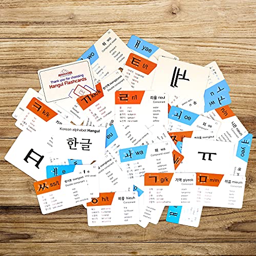 Wisdom Flashcard Learn Korean Alphabet Flash Cards – 41 Pcs Set Hangul Flashcards with 2 Sheet ...