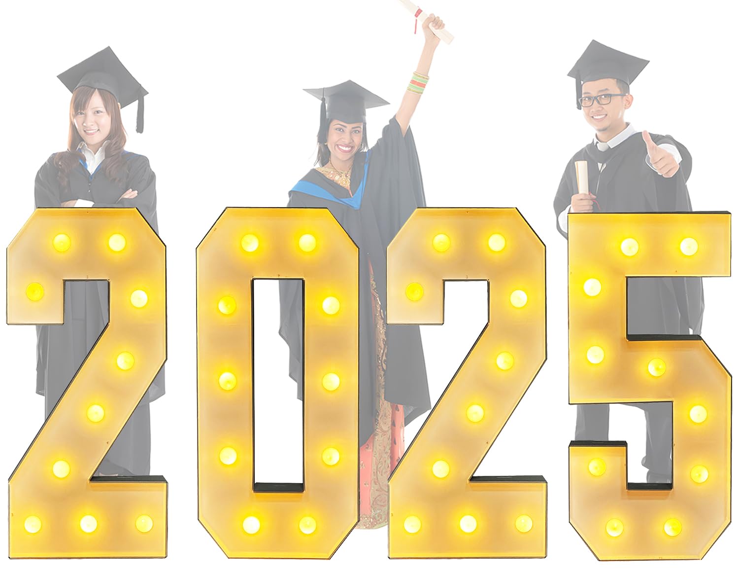 LANGXUN 3ft White 2025 Numbers for Graduation Decorations, Large LED ...