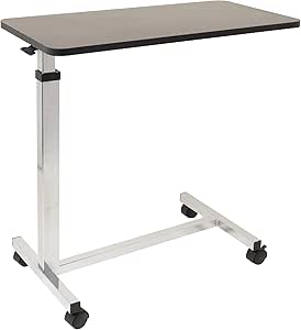 Non-Tilt Overbed Table with Wheels - 15 x 30 inches Height Adjustable ...