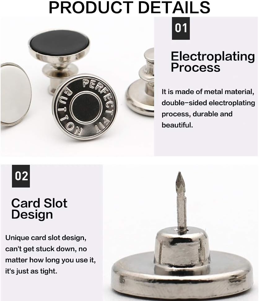 1 Set 8pcs Perfect Fit Button Pins for Jeans, Detachable and Removable ...