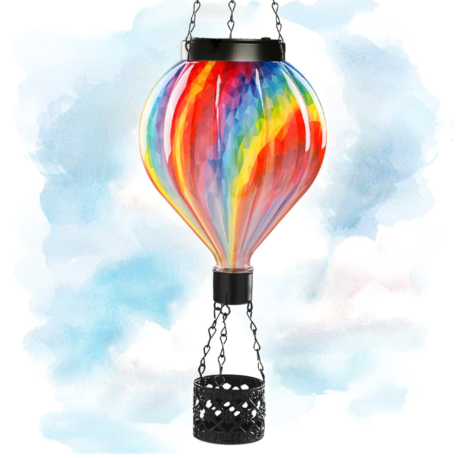 Glass Hot Air Balloon Solar Lantern,Solar Hot Air Balloon Lantern with ...