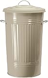 46L Litre Cream Galvanised Retro Slim Metal Bin - Kitchen Rubbish Waste ...