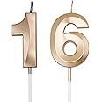 Amazon.com: Champagne Gold 16th & 61st Birthday Candles for Cakes ...
