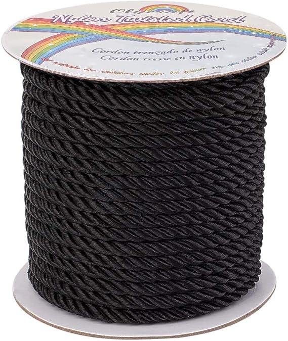 Amazon.com: OLYCRAFT 30 Yards 5mm Twisted Nylon Cord Rope 3-Ply Black ...