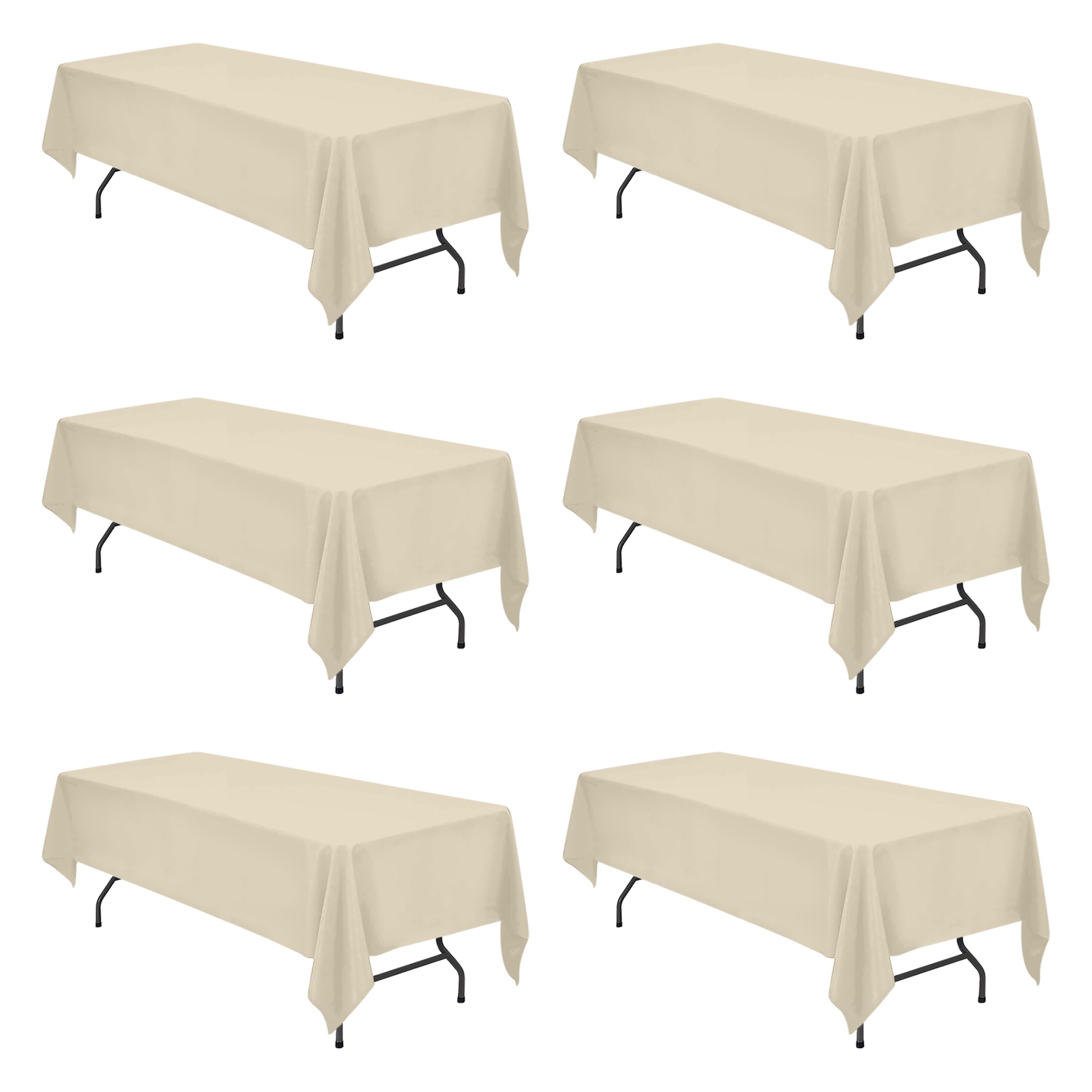 BRILLMAX 6 Pack Beige Tablecloths for 8 Foot Rectangle Tables 60 x 126 ...