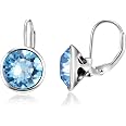 Amazon.com: AOBOCO Sterling Silver Blue Bella Earrings Embellished with ...