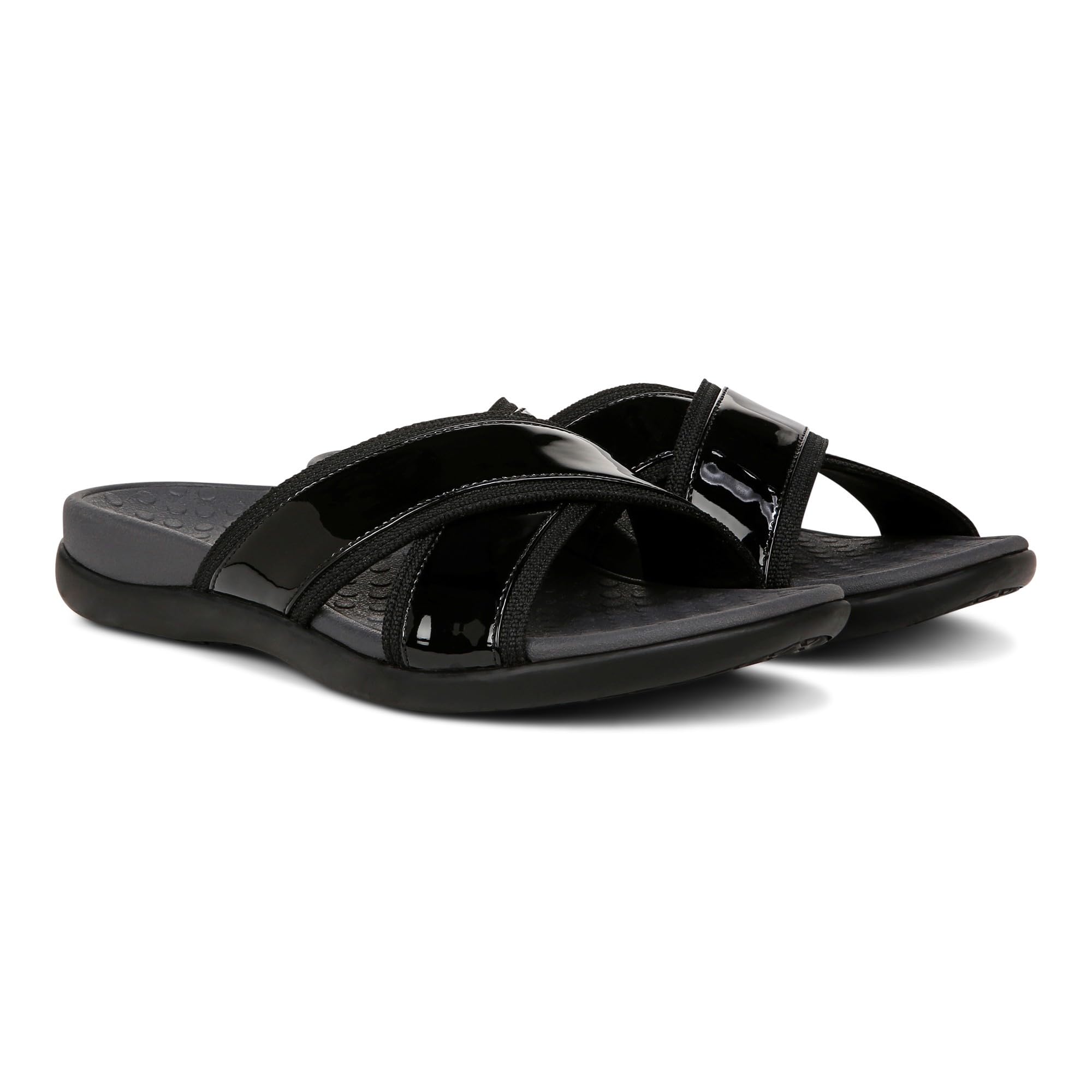 Vionic Merced Women's Cross Strap Slide Orthotic Sandals Black - 9 ...