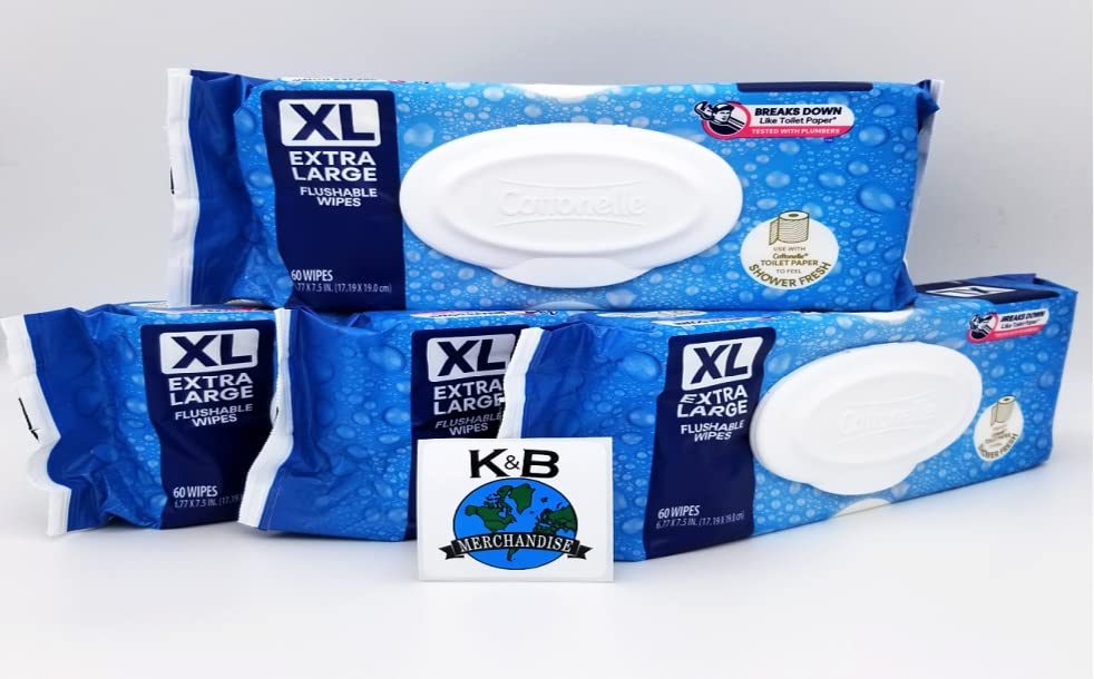 XL Flushable Wet Hypoallergenic Wipes for Adults Large, 4 Flip-Top ...