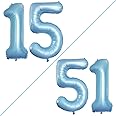 Amazon.com: GOER 42 Inch Light Blue Number 15 Number 51 Balloons,Jumbo ...