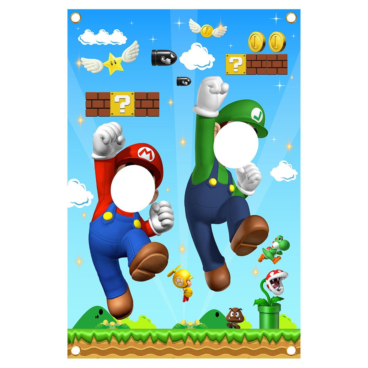 OU RUI Mario Photo Door Banner Mario Face Photography Banner Background ...