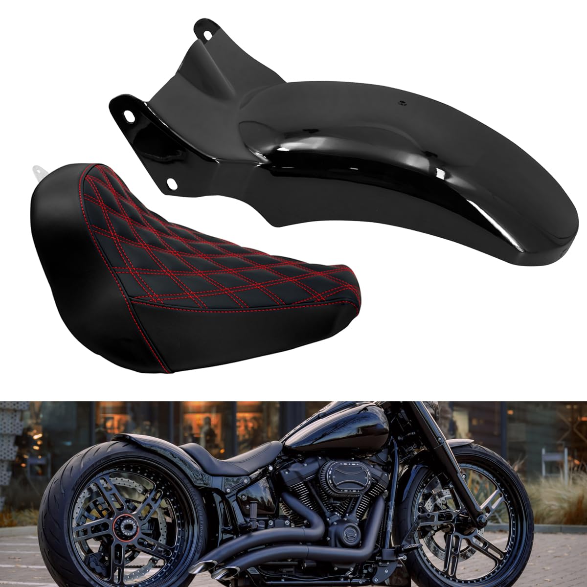 HDBUBALUS Motorcycle Rear Fender + Solo Seat Short Mudguard with Tail ...
