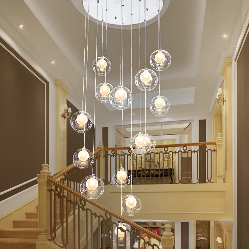 Meimond Meimond Long Chandeliers for High Ceilings,Modern Crystal Balls ...
