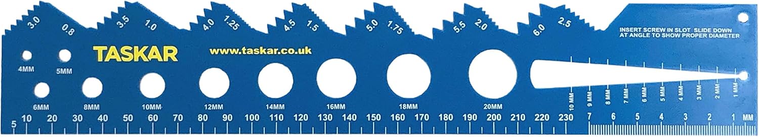 Taskar Screw Diameter & Thread Pitch Gauge Ruler (Metric) – BigaMart