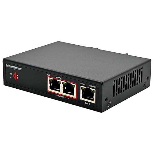 60W 2-Port Gigabit PoE Switch/Extender PoE Splitter Repeater, 10/100 ...