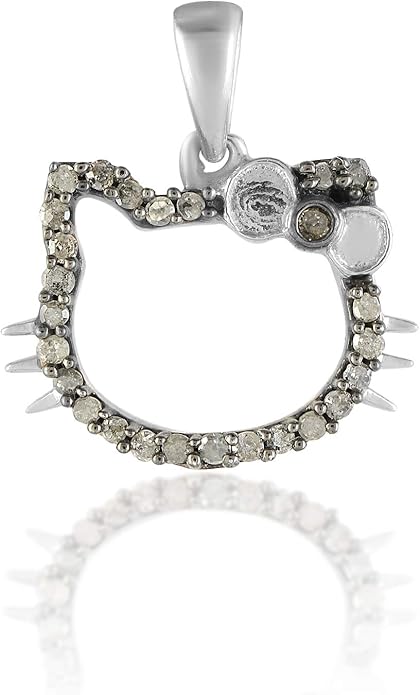 6.7 cts Hello Kitty Pave Diamonds Pendant, Silver Diamond Pendant ...