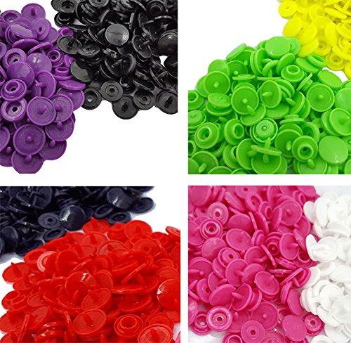 300 Sets Plastic T5 Snaps Buttons, 10 Colors No-Sew Snap Fasteners ...