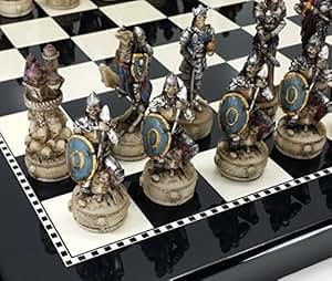 Amazon.com: Skeleton Slayer Gothic Skull Chess Set W/ High Gloss Black ...