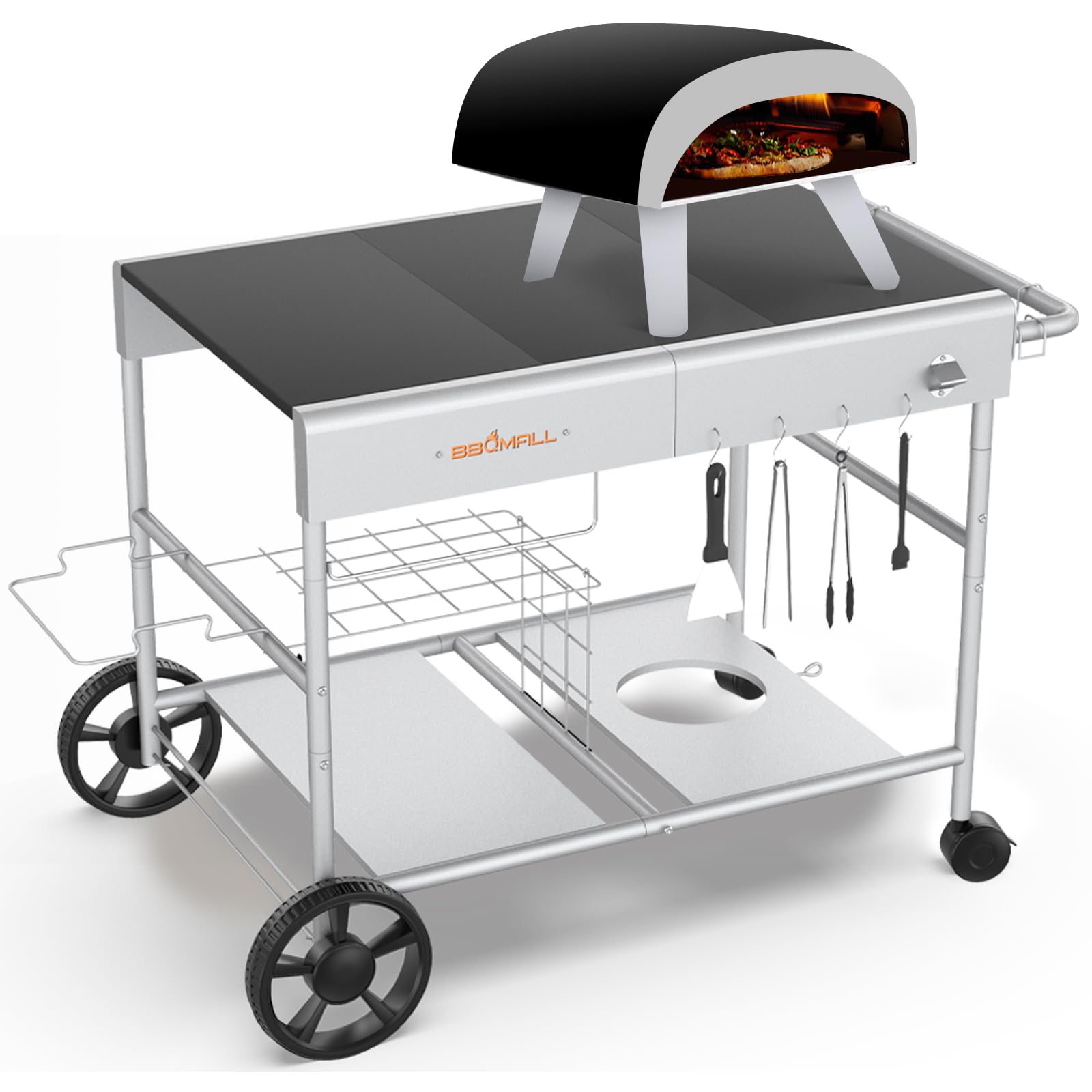 BBQMall Upgraded Pizza Oven Cart Table for Ooni Koda/Karu/Fyra 16 & 12 ...