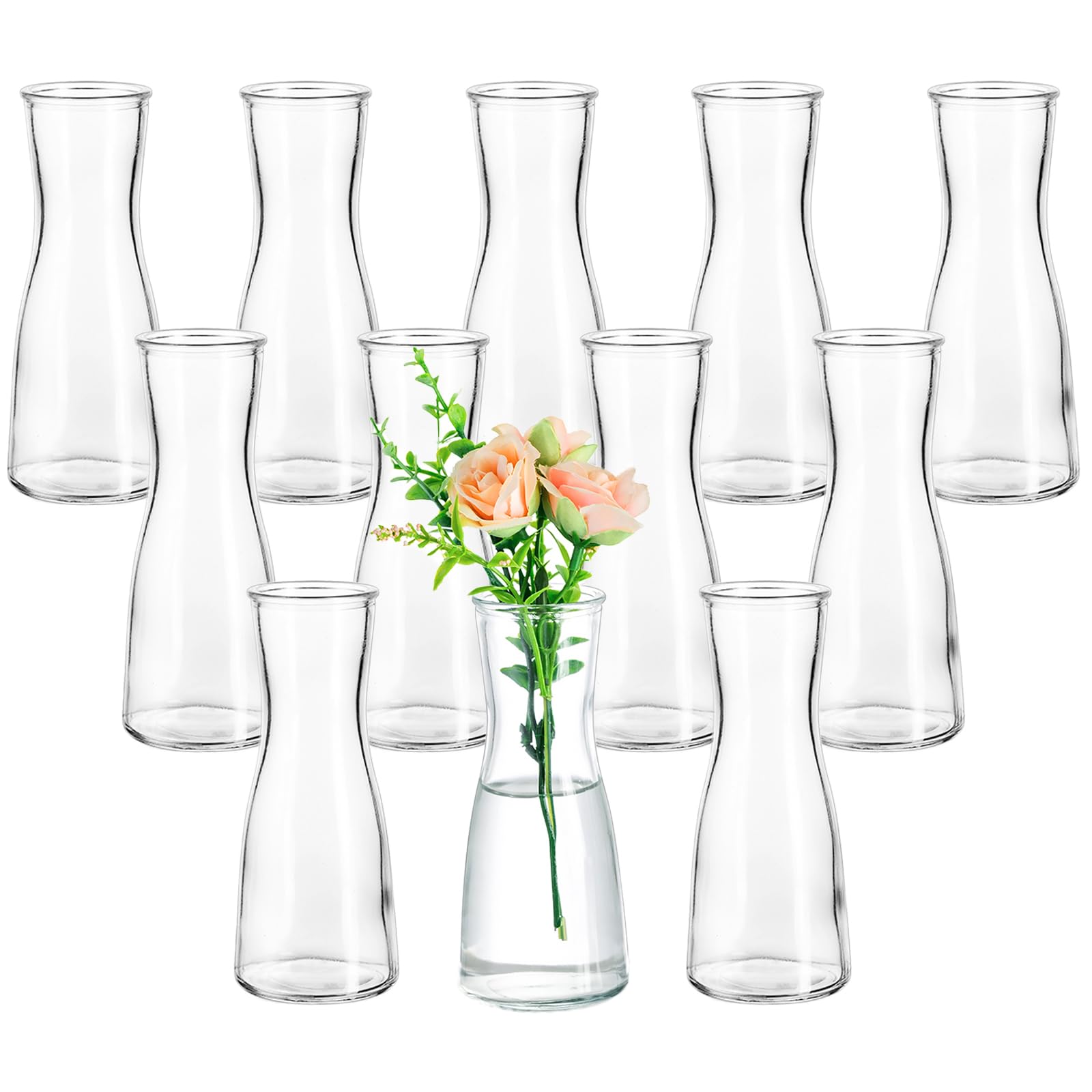 Hewory Glass Bud Vases for Centerpieces - Clear Small Flower Vase Set ...