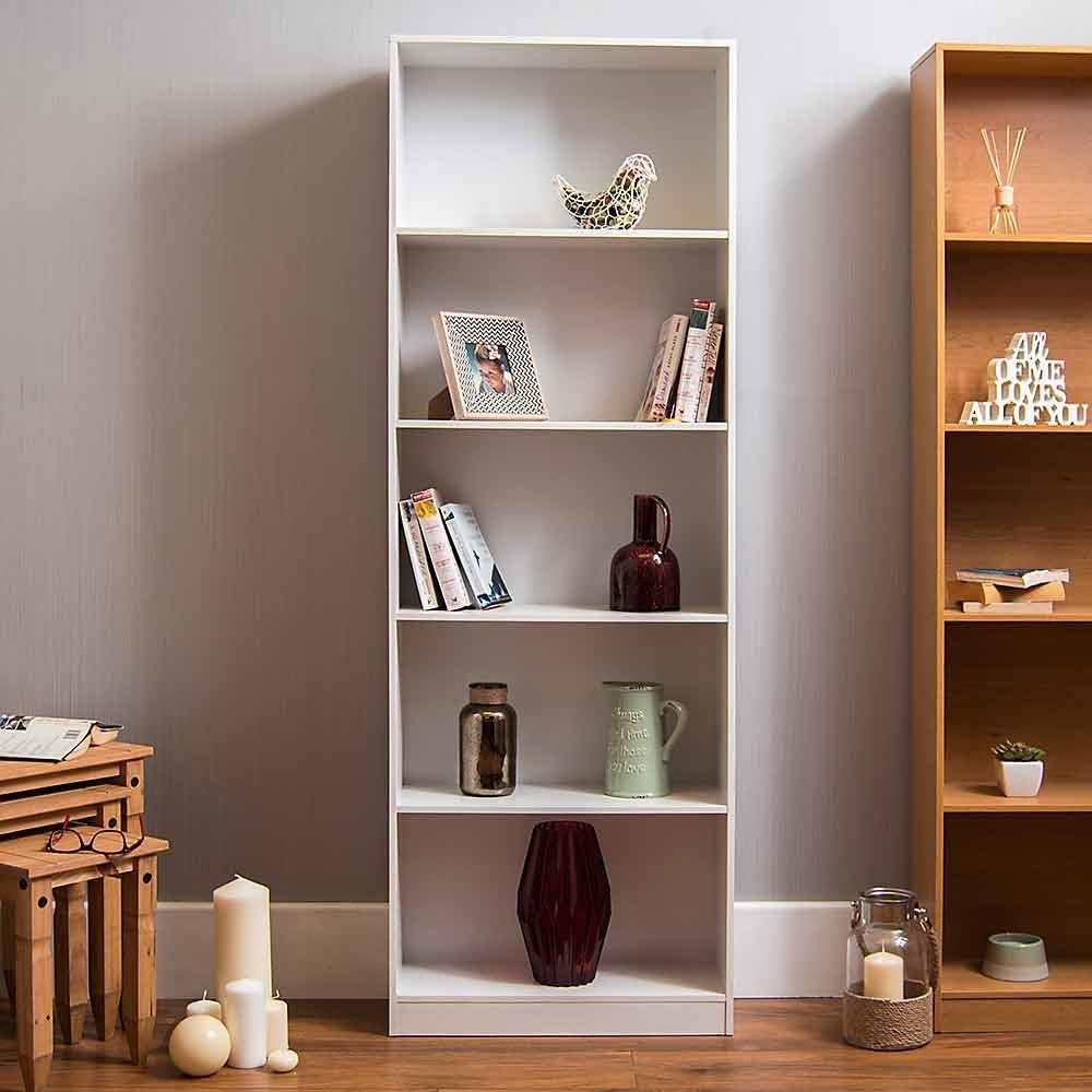 Vida Designs Cambridge 5 Tier Extra Large Bookcase, White Wooden ...