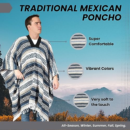 Artisans Bazaar Traditional Mexican Baja Poncho Men And Women Authentic ...