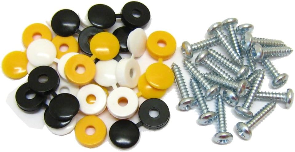 All Trade Direct 18 Pk Caps & Screws Car Number Plate Fixing Fitting ...