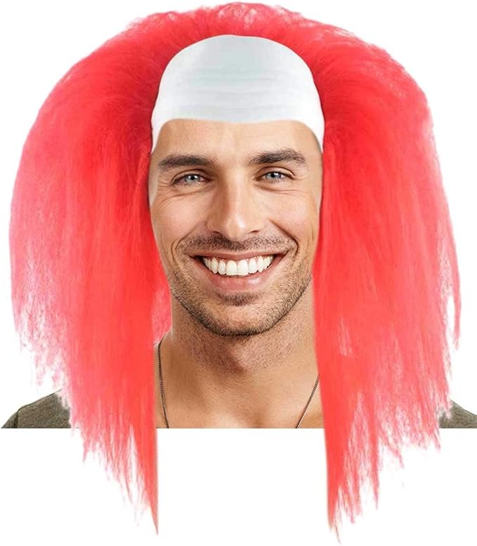 Amazon.com: Scary Bald Clown Long Wig, Red Adult HM-613: Clothing