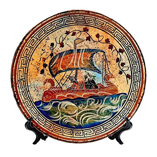 Greek Plate 24cm, Ancient Greek pottery,God Dionysus on ship: Amazon.co ...