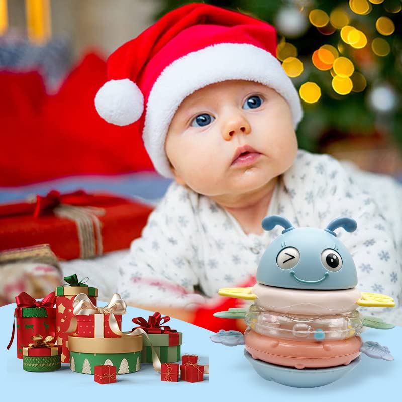 Boymorna Stacking Rings Musical Wobble Tummy Time Toys, Roly Poly Baby ...
