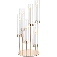 Amazon.com: NUPTIO Hurricane Glass Candle Holders: 6 Arm Gold Metal Candlestick Candelabra with ...