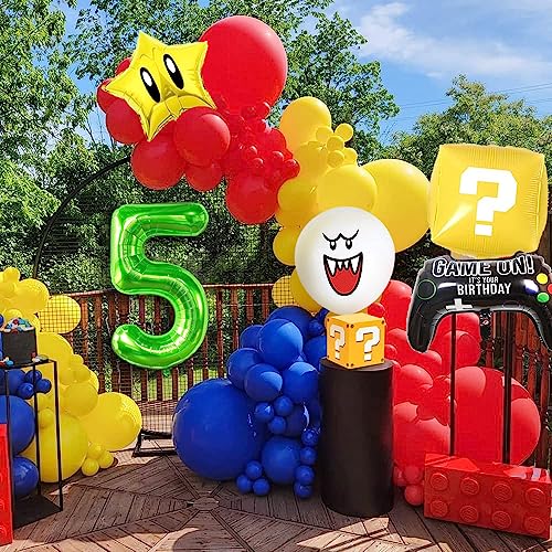 109PCS Red Blue Yellow Green Balloon Garland Arch Kit with and Question ...