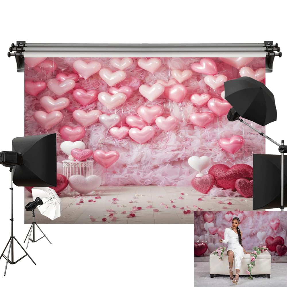 Kate 10x10ft/3x3m Valentine Backdrop Pink Heart Balloon Computer ...