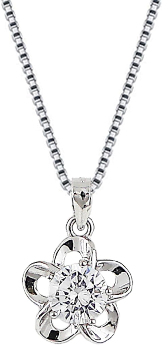 Buy GIVA 925 Sterling Silver Zircon Flower Pendant with Box Chain ...