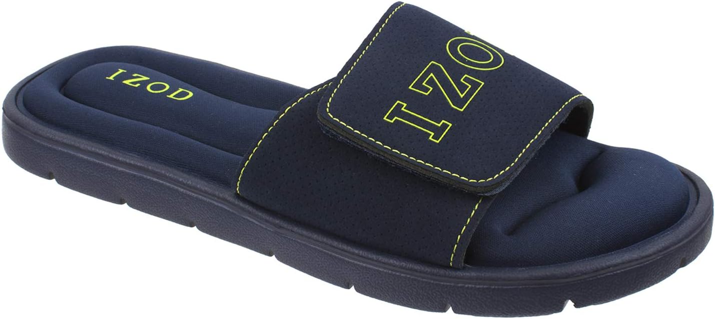 IZOD Men's Memory Foam Sandal, Velcro Adjustable Sport Slide, Size 7 to ...